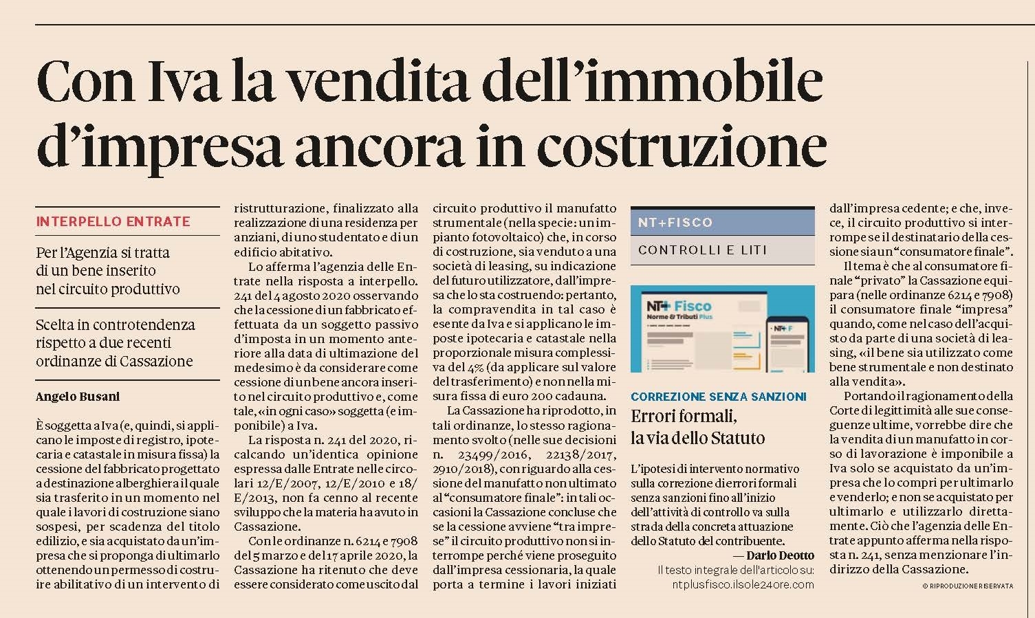 COMPRAVENDITA - Imponibile a Iva la cessione del fabbricato in costruzione