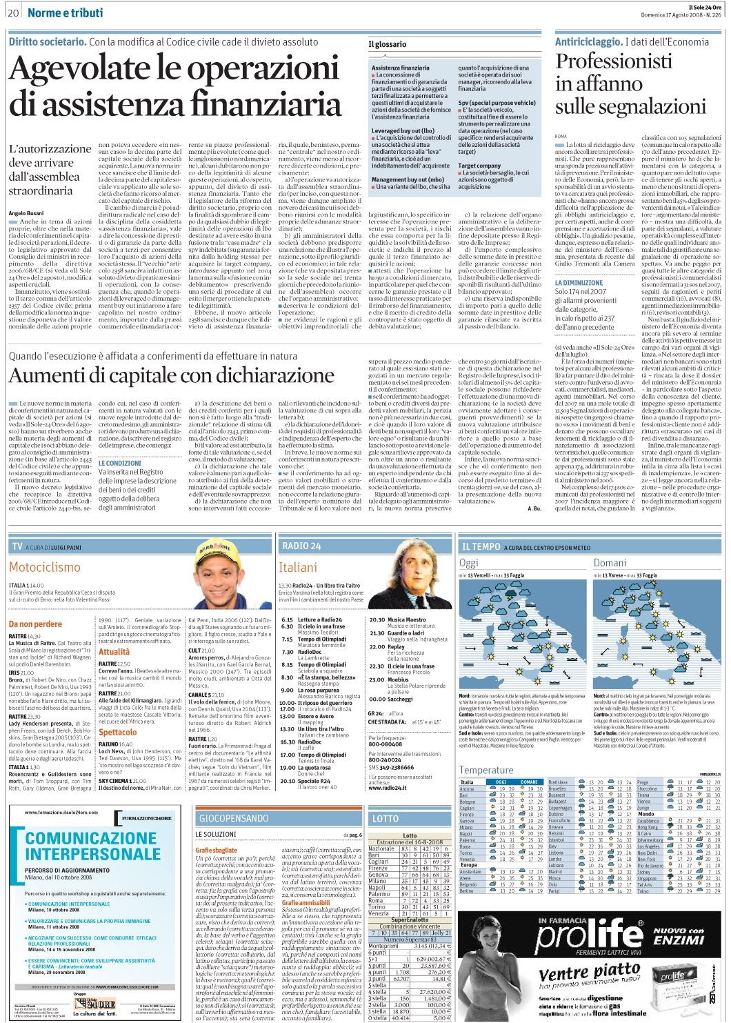 SOCIETà - S.p.A. - Assistenza finanziaria - Azioni proprie